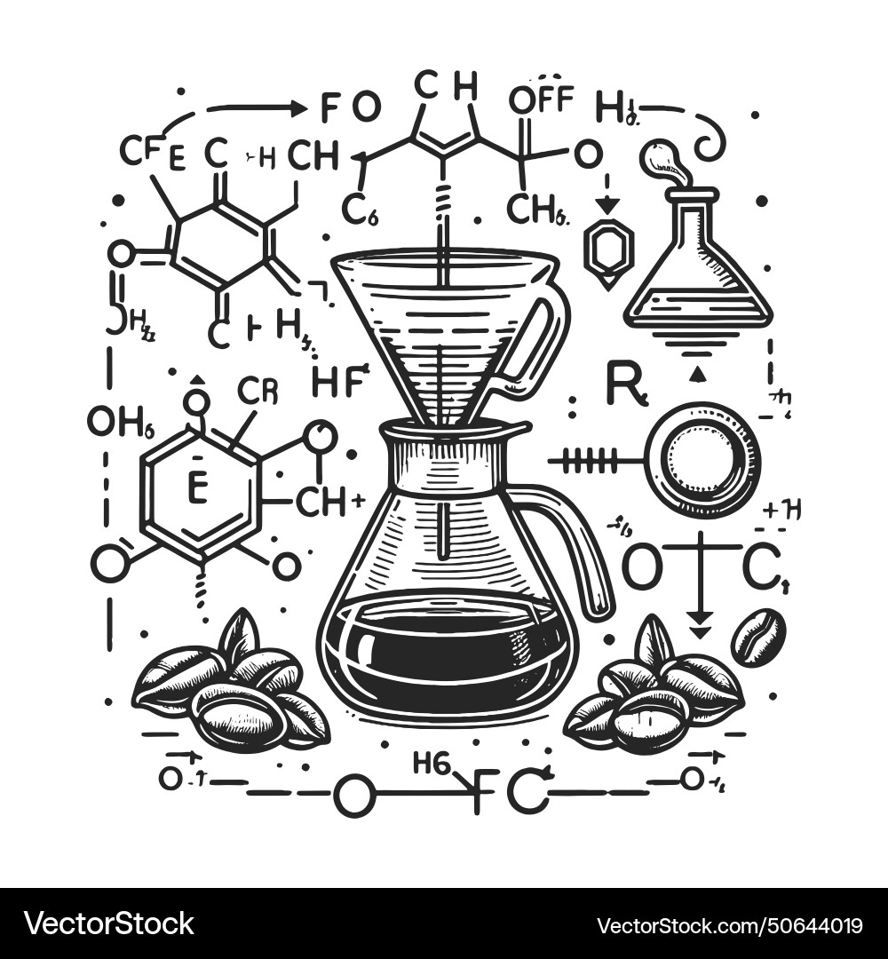 Cup of hot coffee or tea abstract formula Vector Image