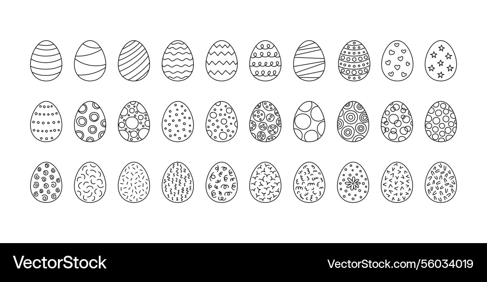 Decorated easter eggs line set egg in flat hand Vector Image