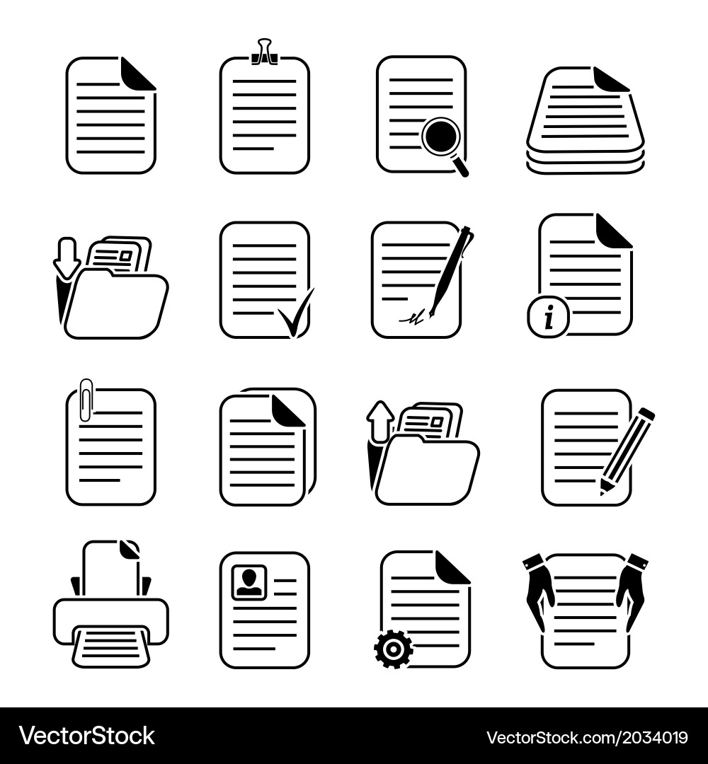 Dokumente Dateien und Ordner Icons Set Lizenzfreier Vektor