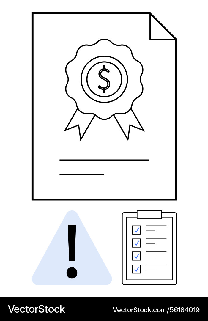 Financial certification document with checklist Vector Image