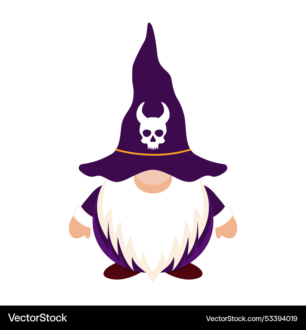 Halloween gnome with skull cap Royalty Free Vector Image