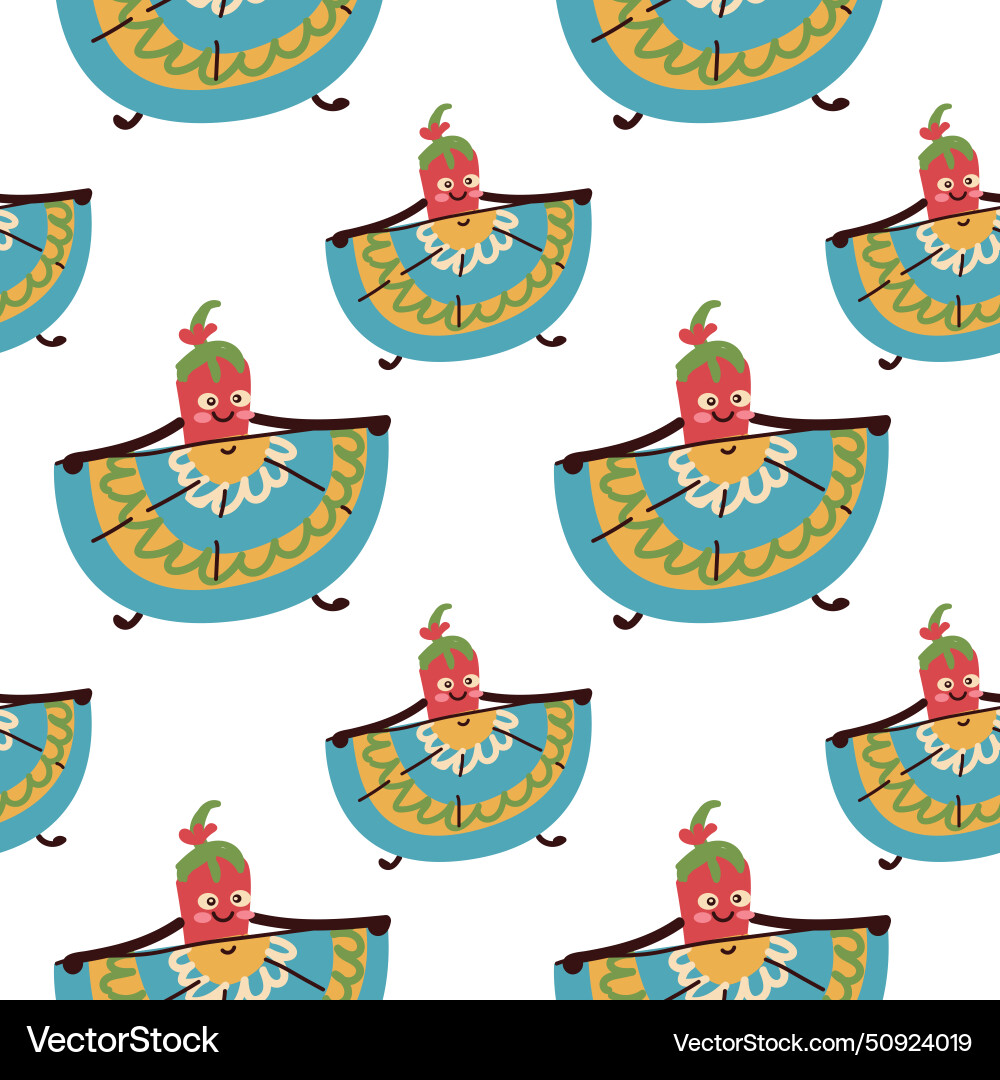 Hand drawn mexican pepper seamless pattern Vector Image