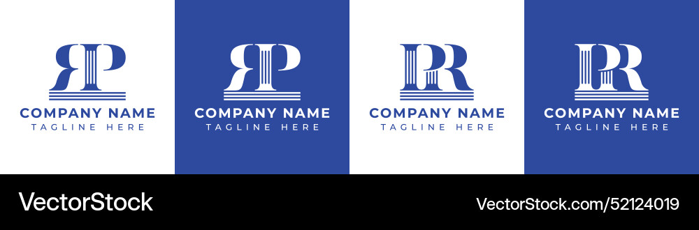 Letters pr and rp pillar logo set suitable Vector Image
