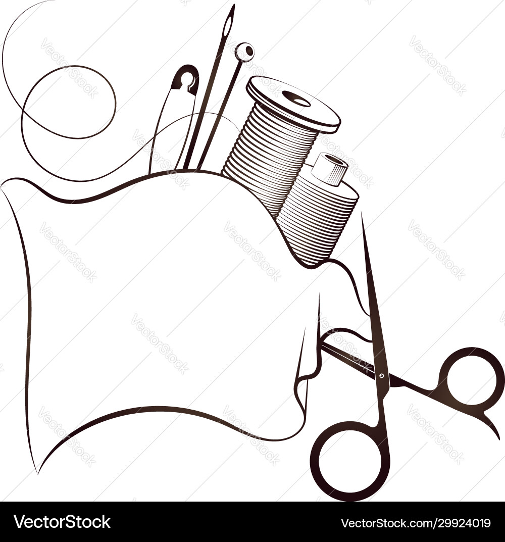Sewing and cutting scissors thread symbol Vector Image