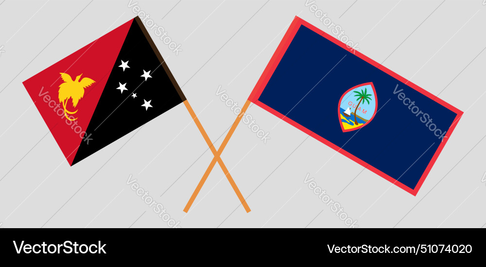 Crossed flags of papua new guinea and guam Vector Image