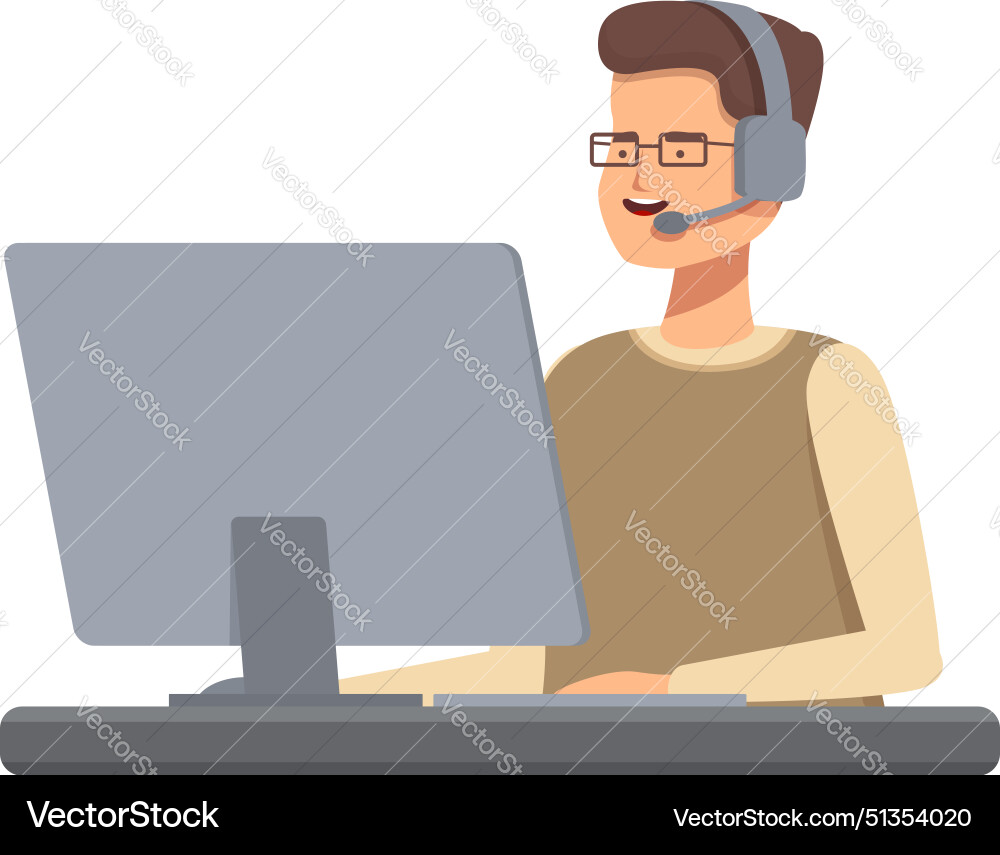 Customer service representative working Royalty Free Vector