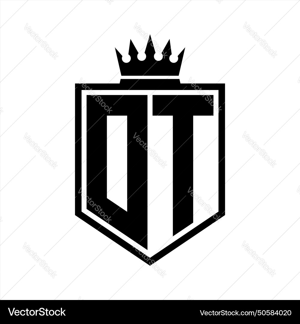 Dt logo monogram bold shield geometric shape Vector Image