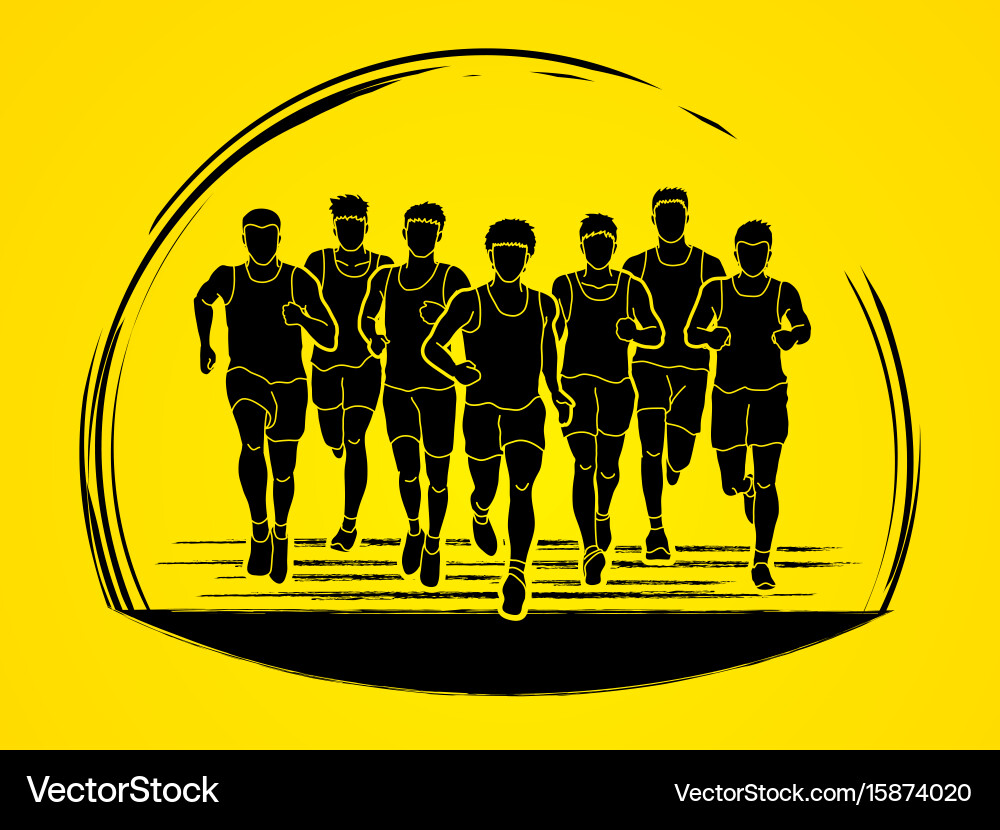 Group of Marathon Runners Royalty Free Vector Image