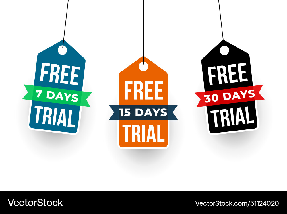 Hanging style free trial badge background Vector Image