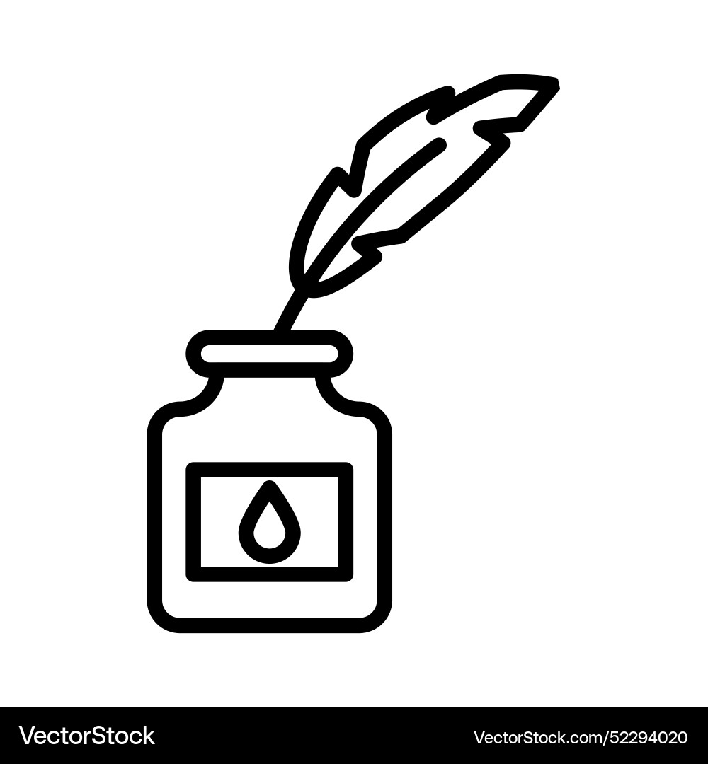 Ink and quill icon linear logo mark in black Vector Image