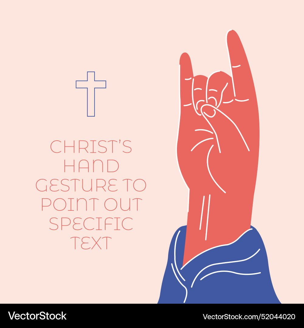 Jesus hand gesture pointing out specific text on Vector Image