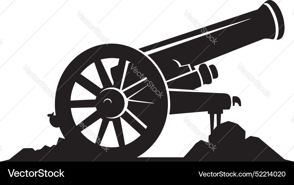 Modern artillery black cannon emblematic identity Vector Image