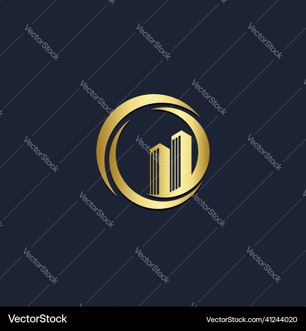 Modern building company gold logo Royalty Free Vector Image