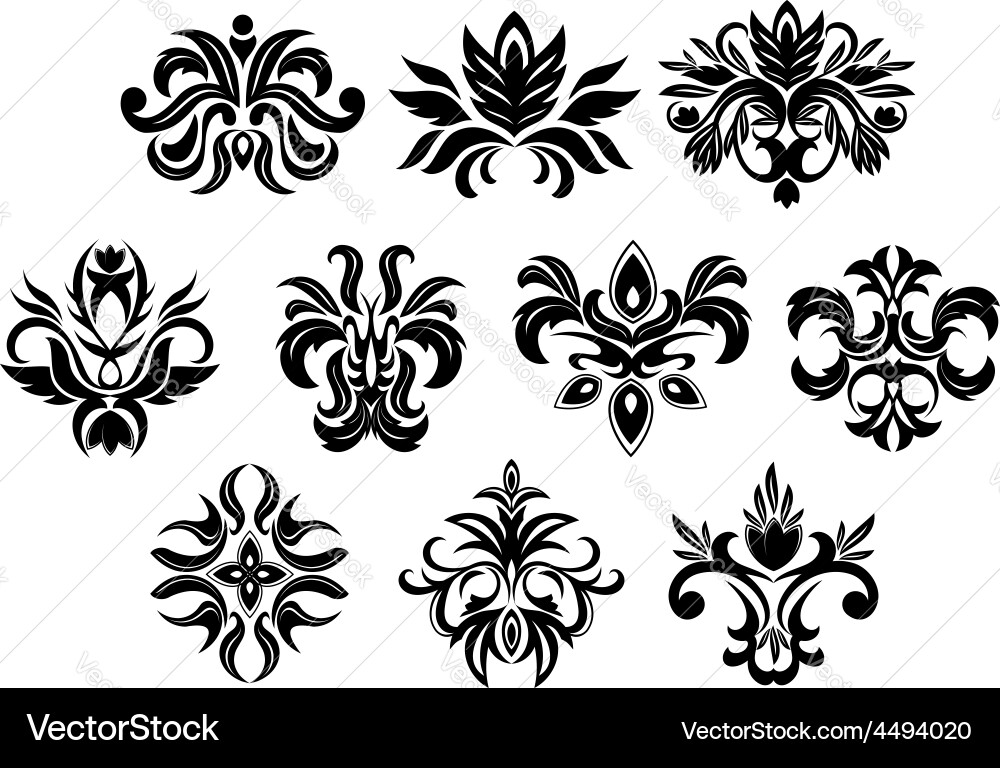 Retro ornamental flowers with dainty Royalty Free Vector