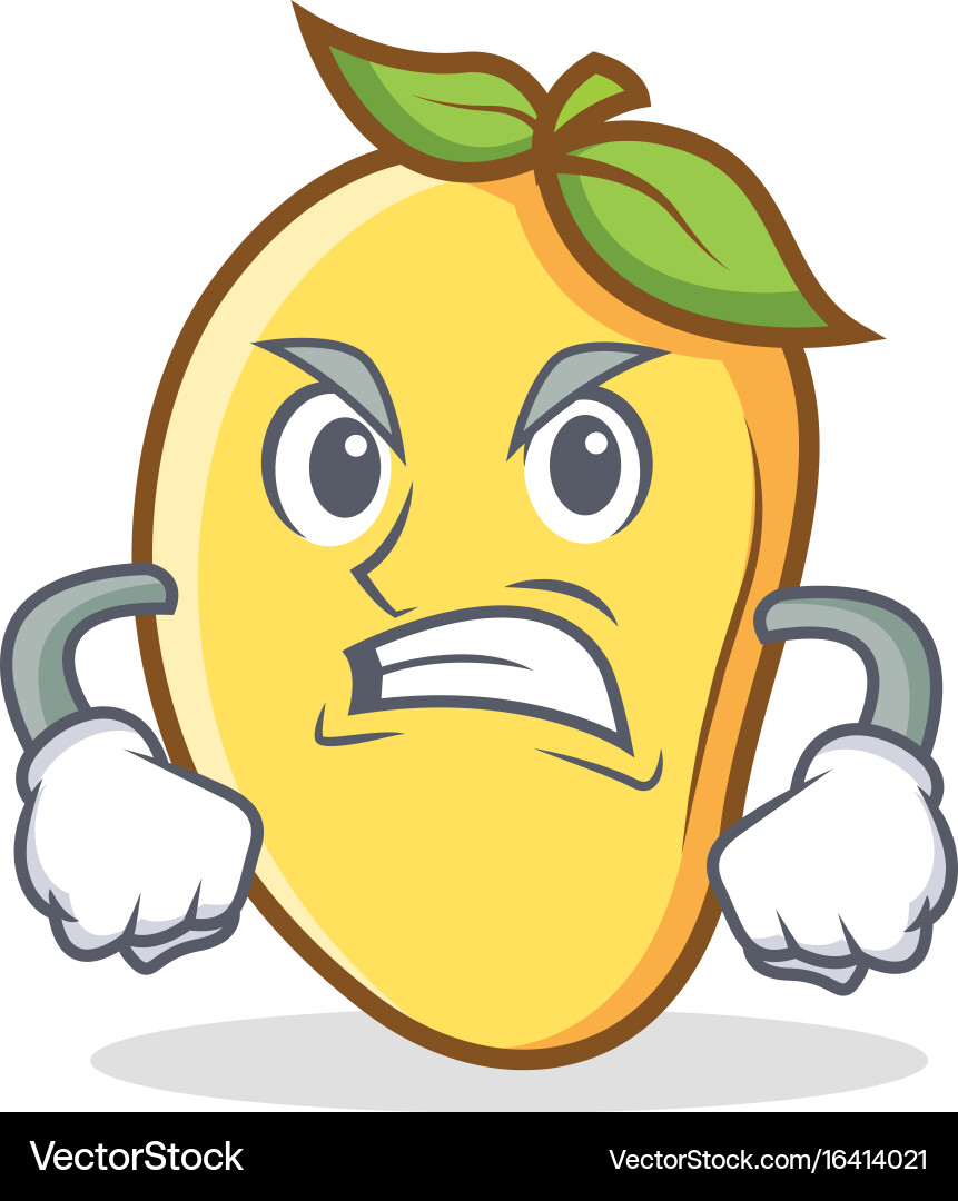 Angry mango character cartoon mascot Royalty Free Vector