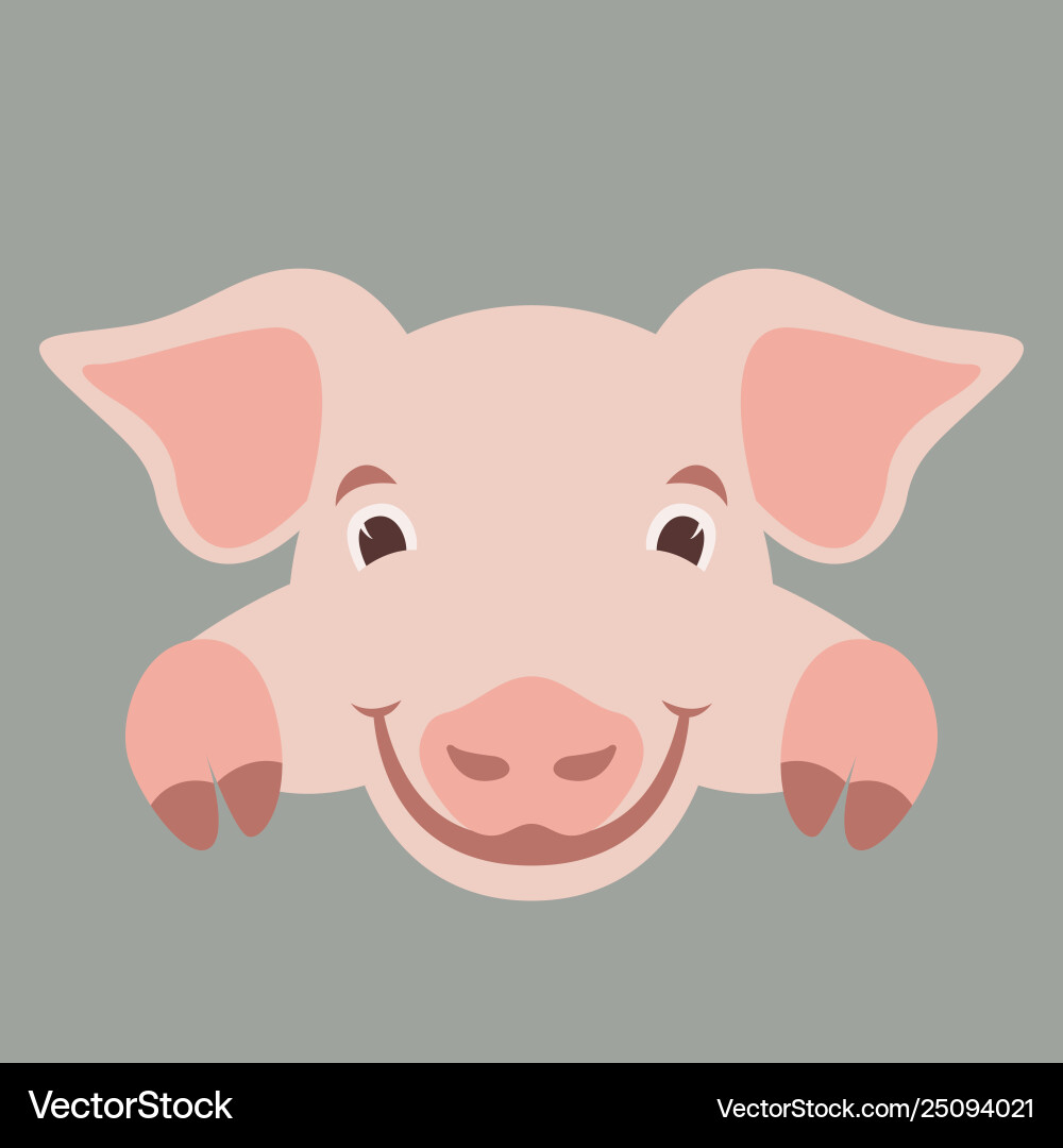 Cartoon face pig flat Royalty Free Vector Image