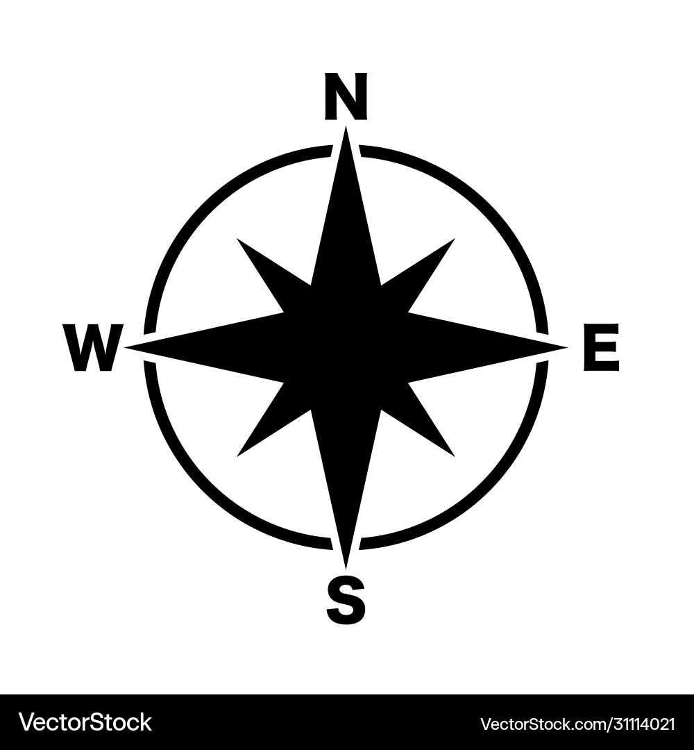 Compass main directions icon black white Vector Image