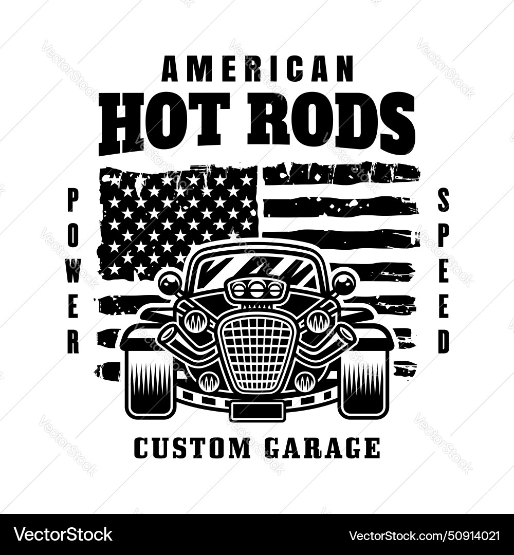 Hot rod emblem label badge or print Royalty Free Vector