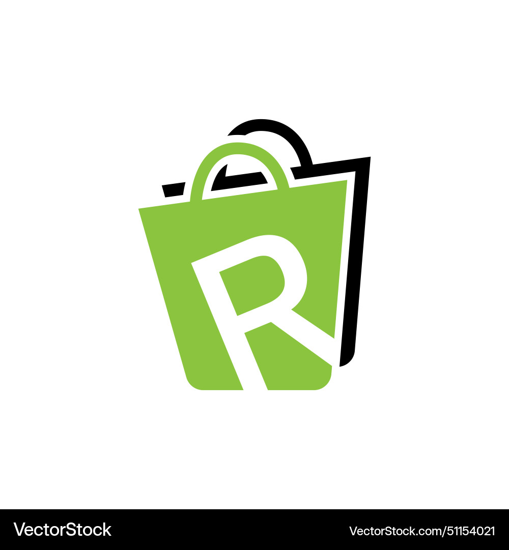 Initial letter r shopping bag logo design concept Vector Image