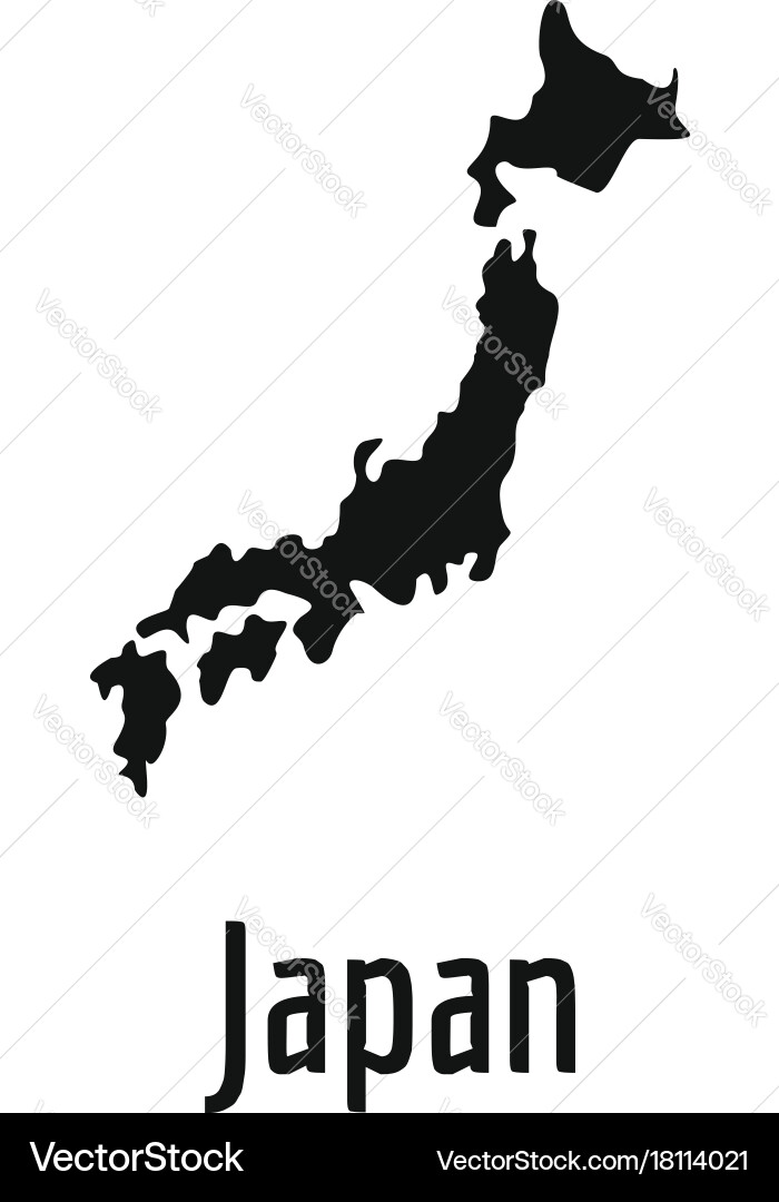Japan map in black simple Royalty Free Vector Image