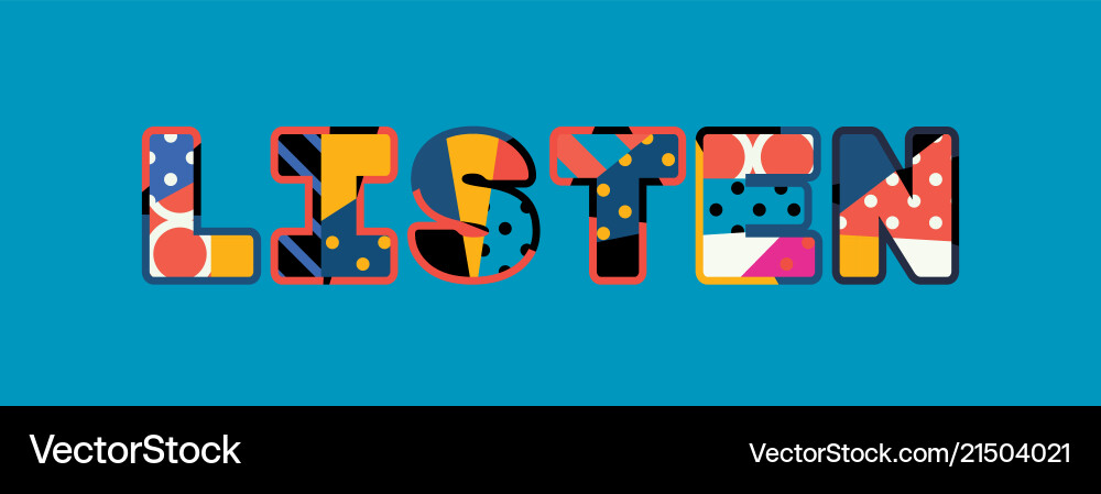Listen Word Art - Abstract Typography Royalty Free Vector