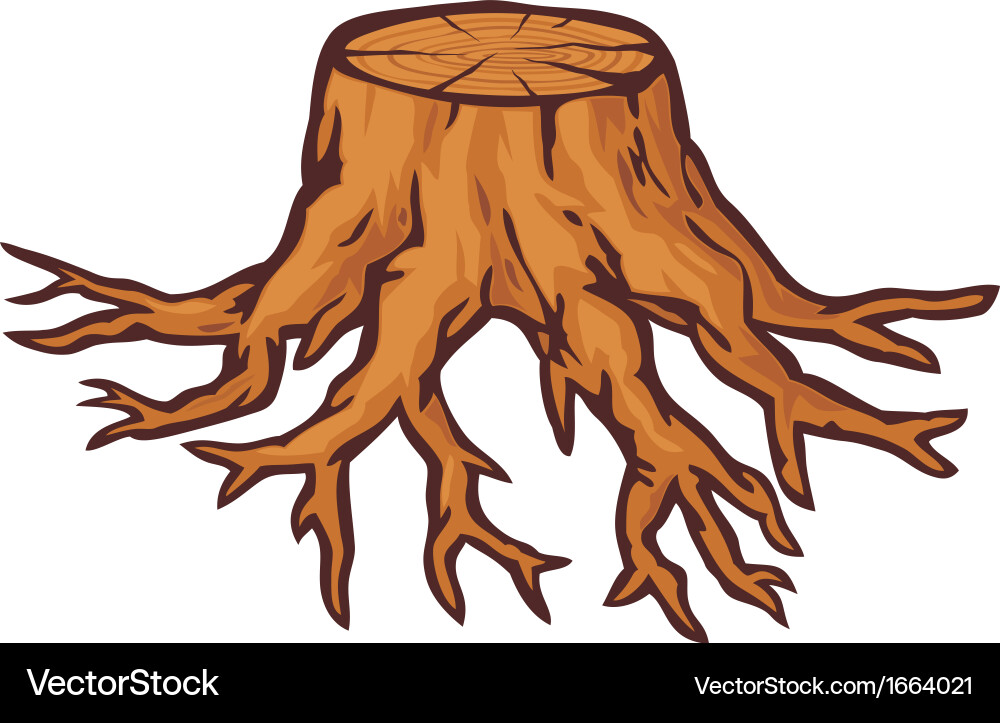 Old tree stump with roots Royalty Free Vector Image