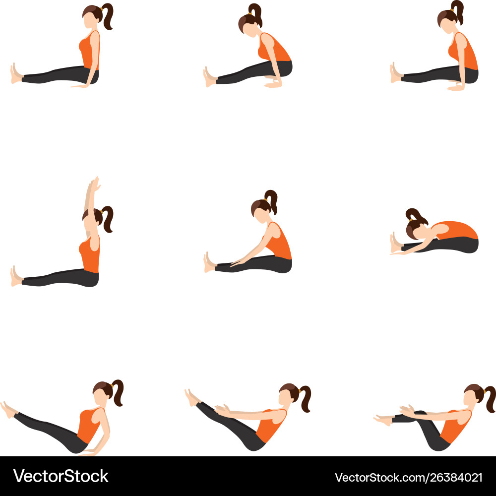 Seated yoga poses set Royalty Free Vector Image