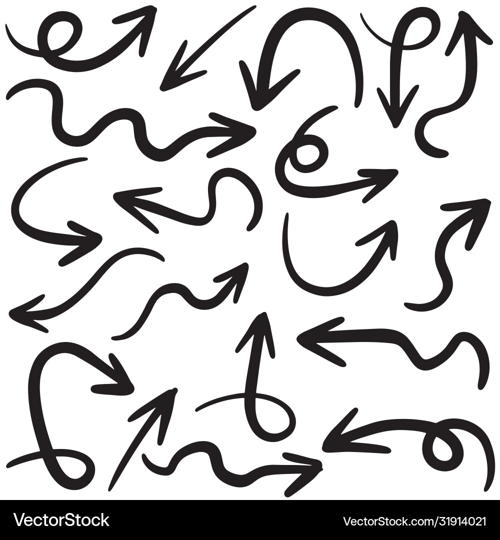 Hand gezeichnete Pfeile doodle auf weiß Vektorbild