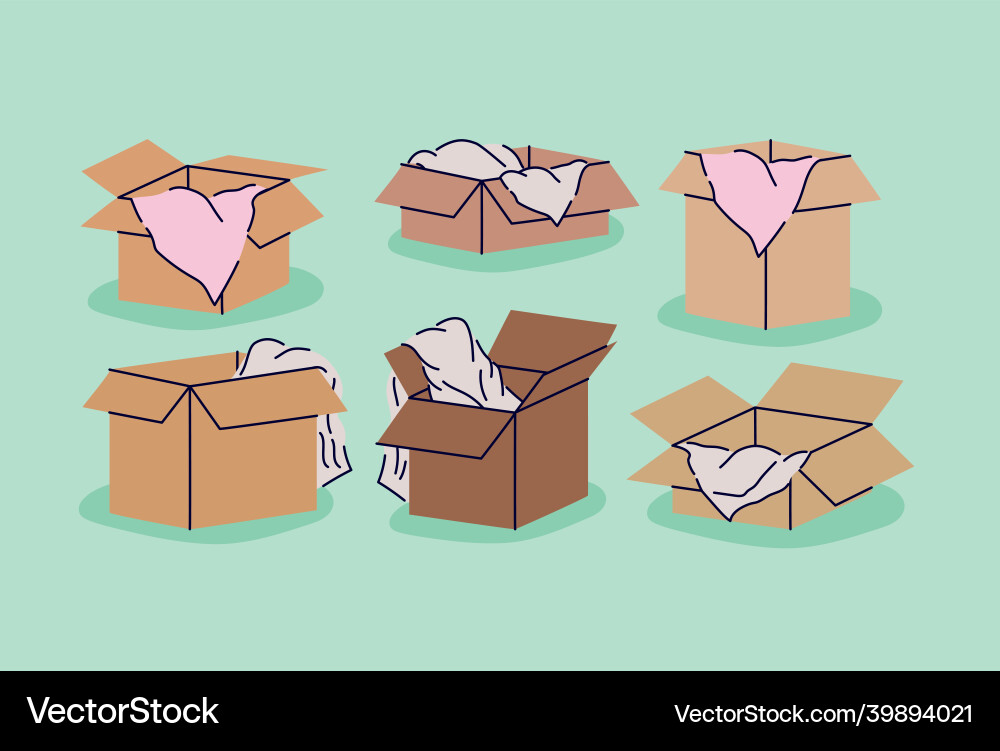 Six boxes stacks Royalty Free Vector Image - VectorStock