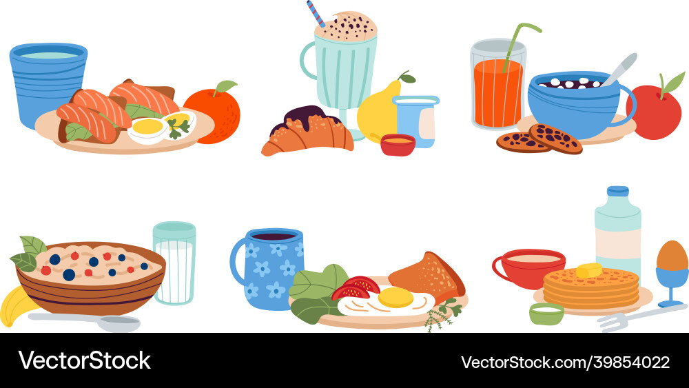 Colorful Breakfast Foods Royalty Free Vector Image