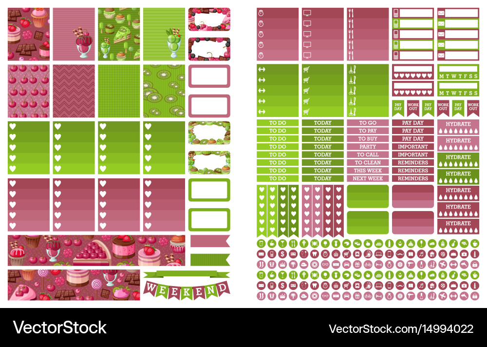 Cute Planner Stickers - Floral & Pastel Vector Image