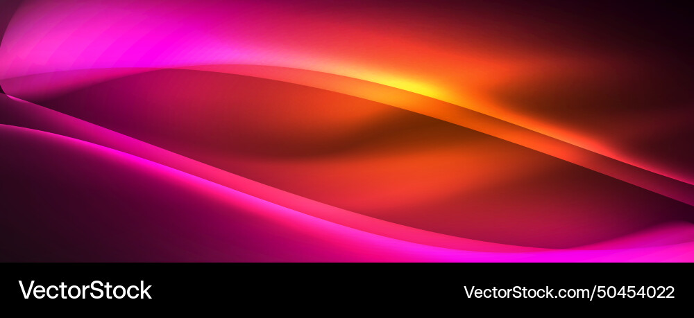 Neon light glowing waves and lines background set Vector Image