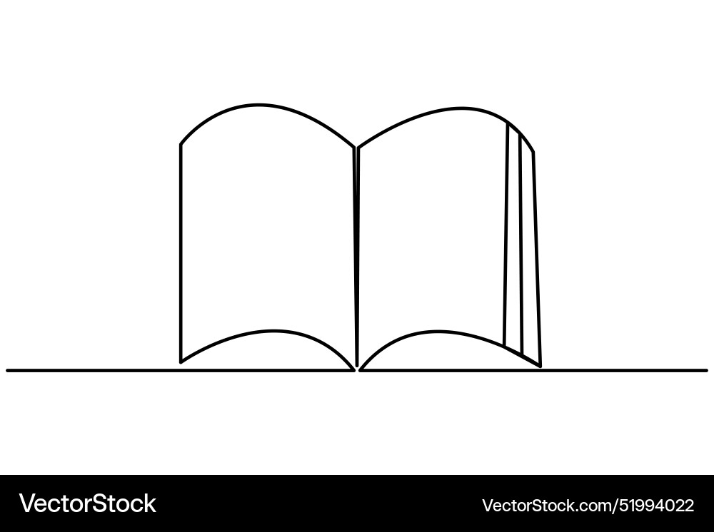 Open Book Continuous One Line Drawing Royalty Free Vector