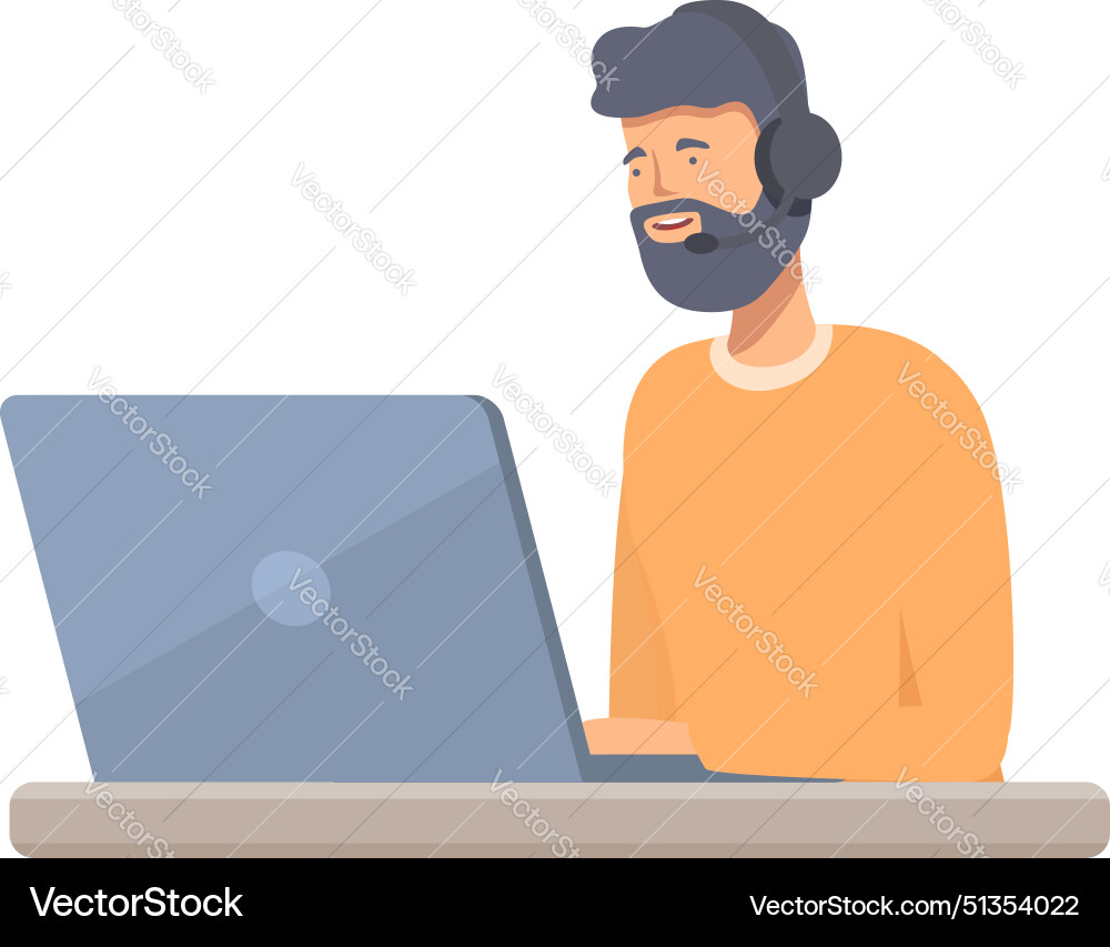 Remote customer service representative working Vector Image