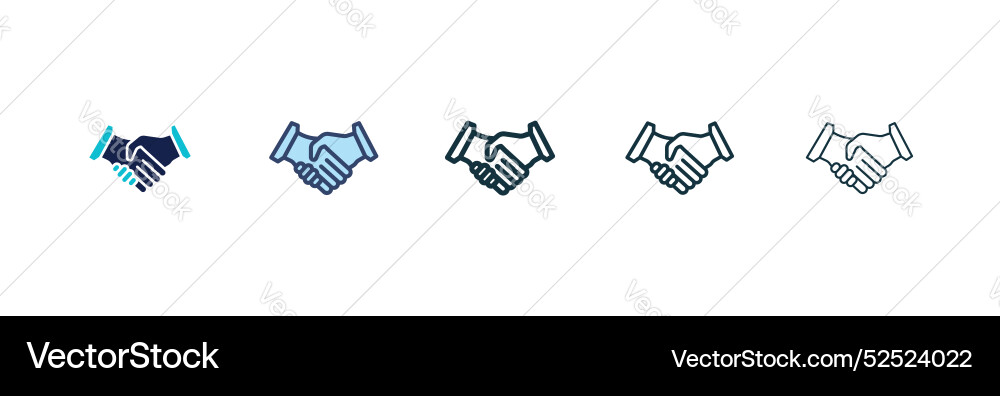 Shake hands icon set black filled and outlined Vector Image