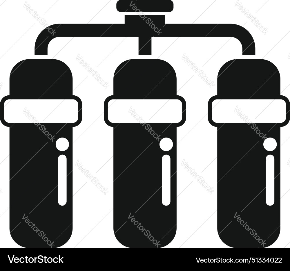 Triple water filter system icon Royalty Free Vector Image