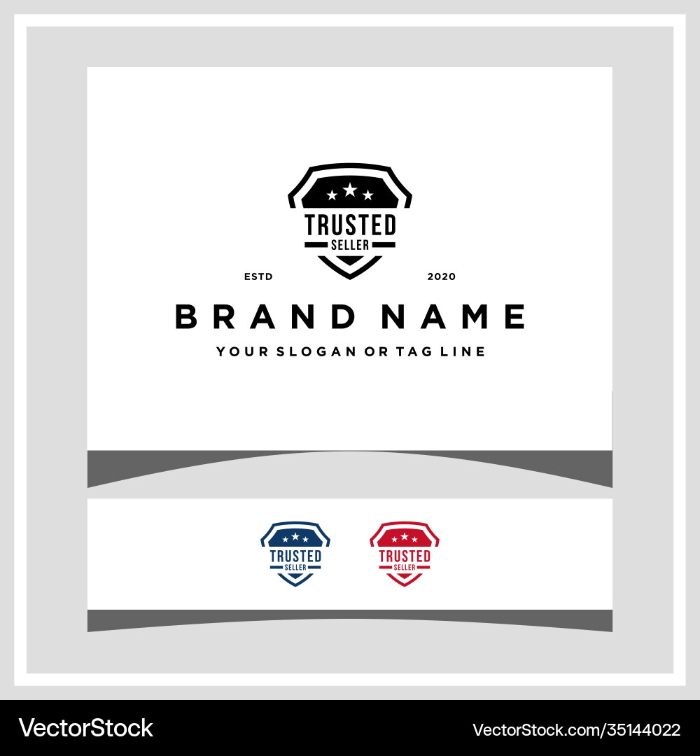 Trusted seller shield logo design Royalty Free Vector Image
