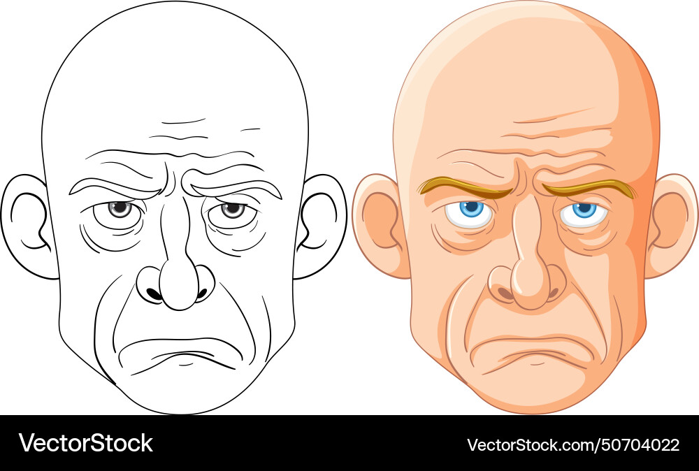 Two cartoon faces showing different emotions Vector Image