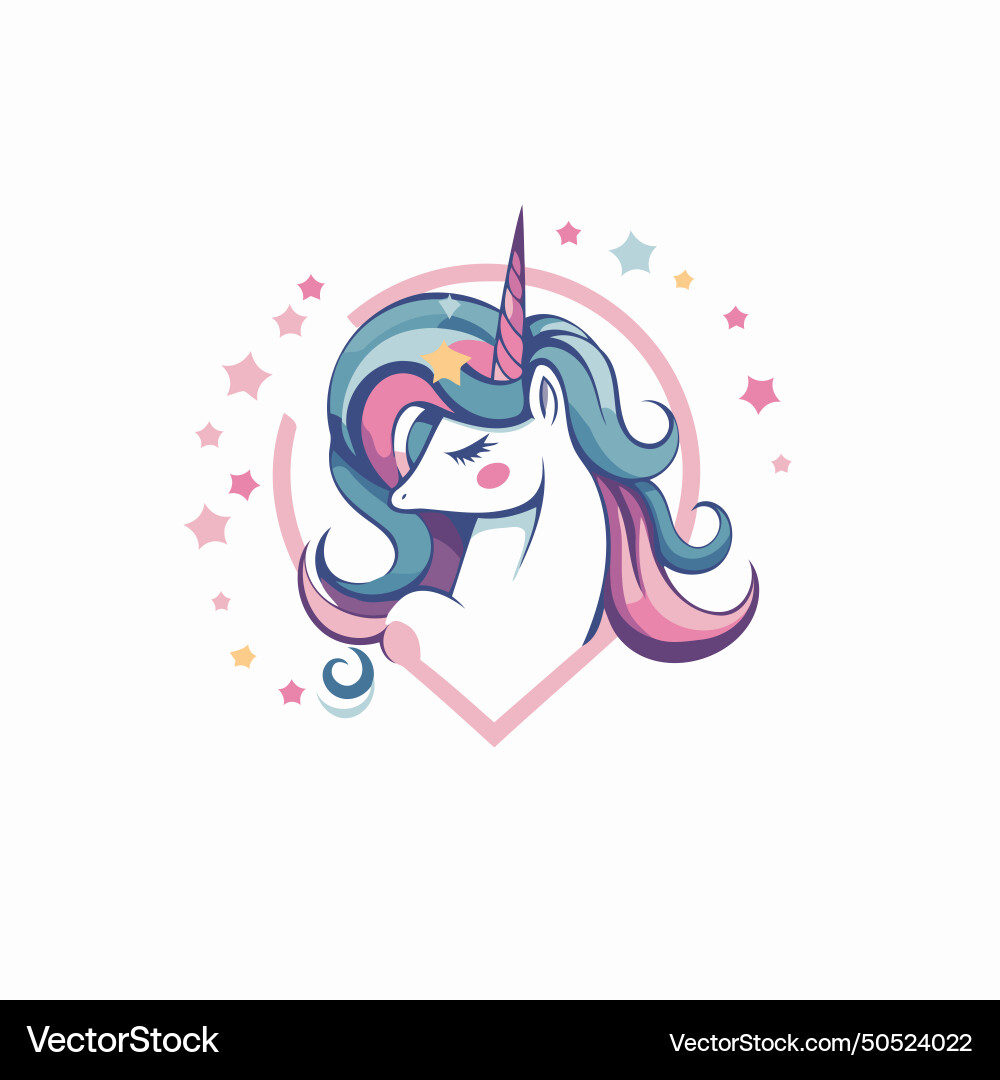 Unicorn logo design cute cartoon Royalty Free Vector Image