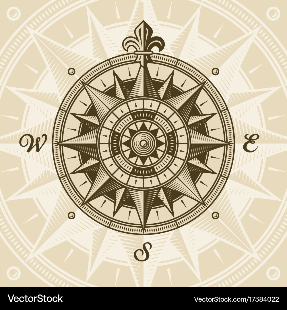 Vintage nautical medieval wind rose Royalty Free Vector