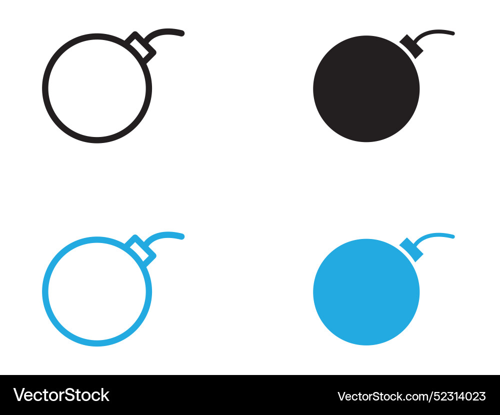 Bomb icon black and white outline sign Royalty Free Vector