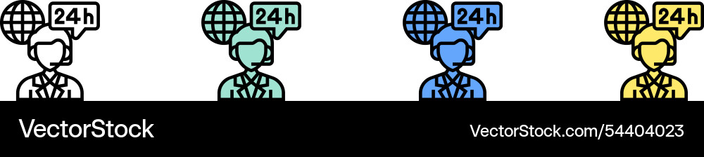 Customer service icon outline green blue Vector Image