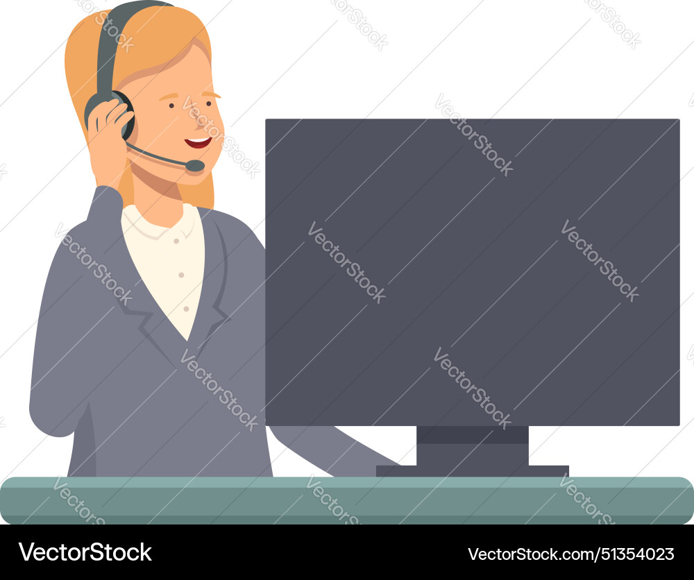 Customer service representative working Royalty Free Vector