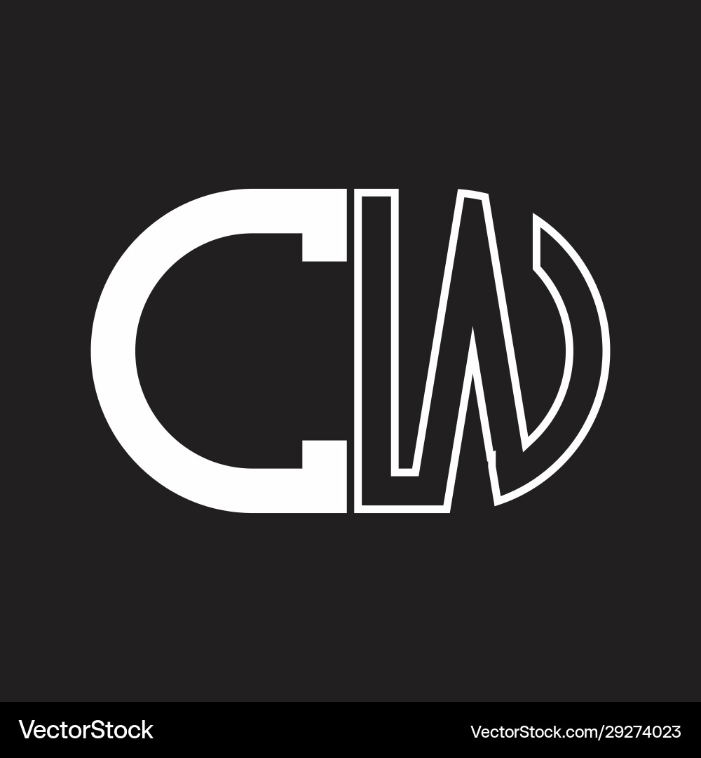 Cw letter logo monogram with oval shape negative Vector Image