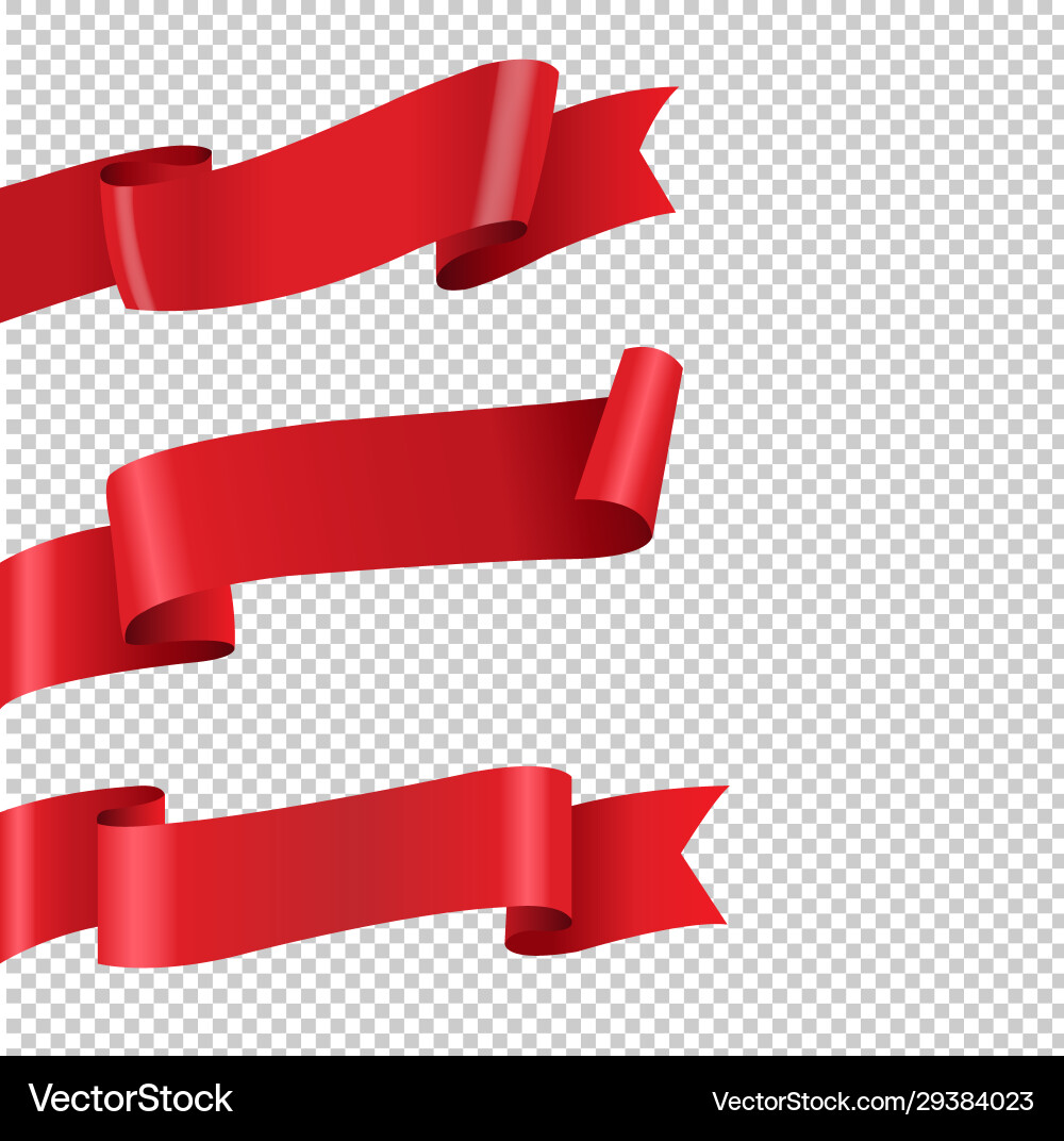 Red ribbon big set isolated transparent background