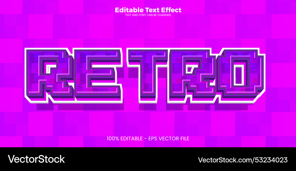 Retro editable text effect in modern pixel style Vector Image
