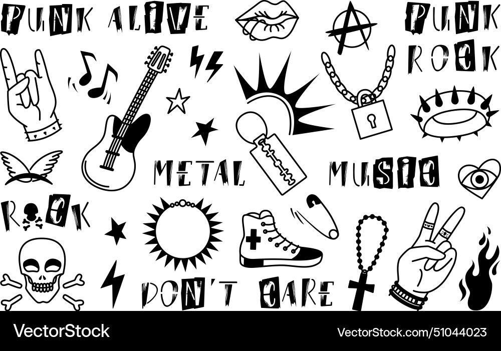 Rock style elements punk vintage clipart with Vector Image