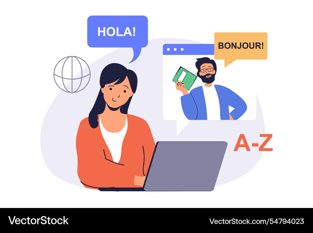 Studying foreign language online web concept Vector Image