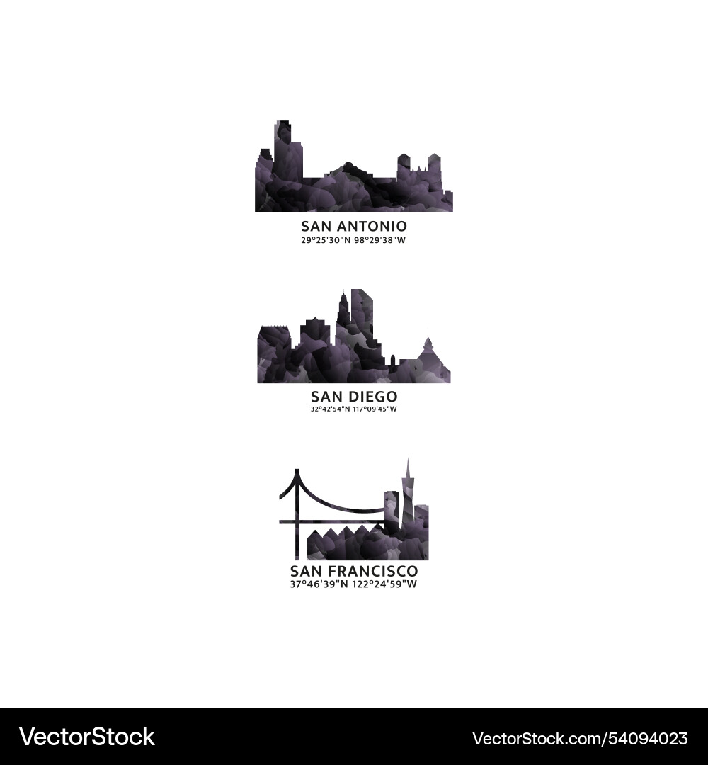 Usa cities logo and icon set graphic collection Vector Image