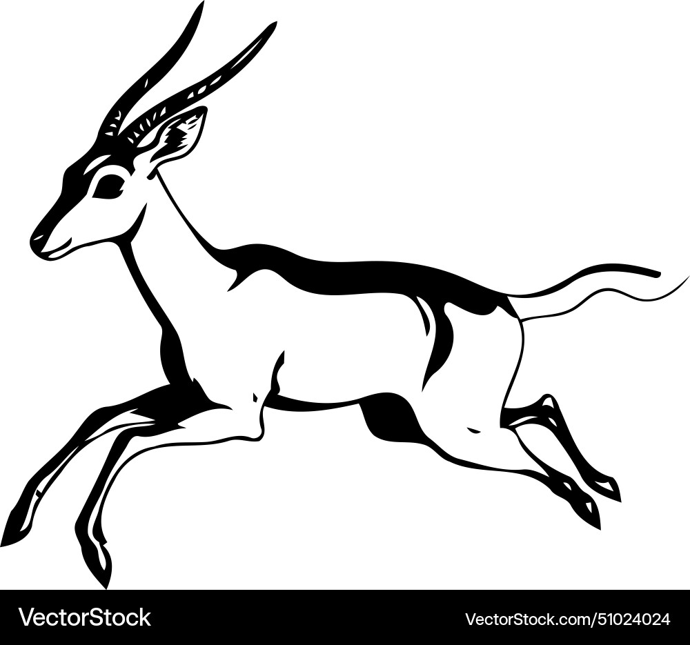 African antelope running on orange background Vector Image